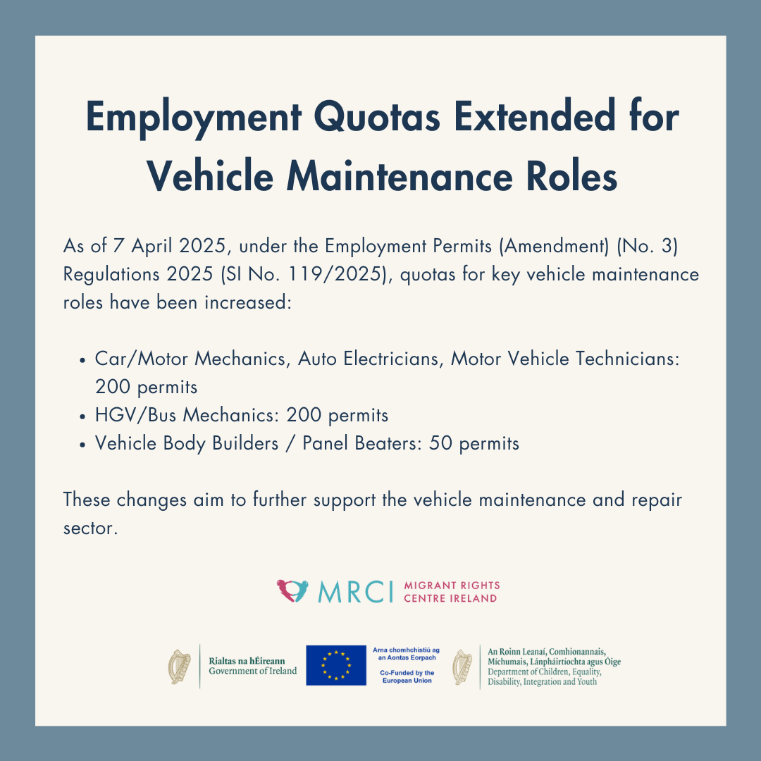 Employment Quotas Extended for Vehicle Maintenance Roles - MRCI