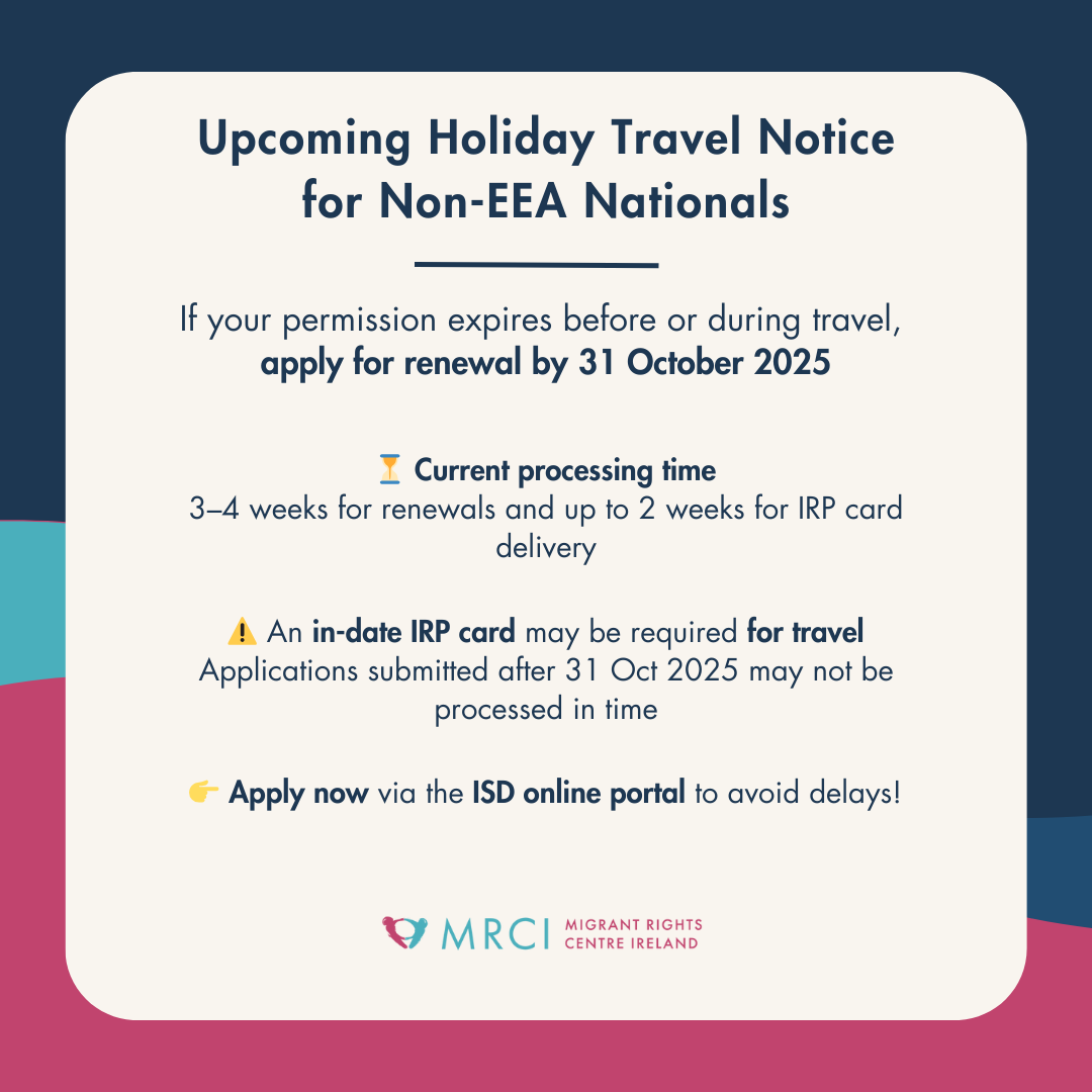 Upcoming Holiday Travel Notice For Non-EEA Nationals - MRCI